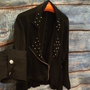torrid | Jackets & Coats | Torrid Sharkbite Black Studded Zipup Blazer ...